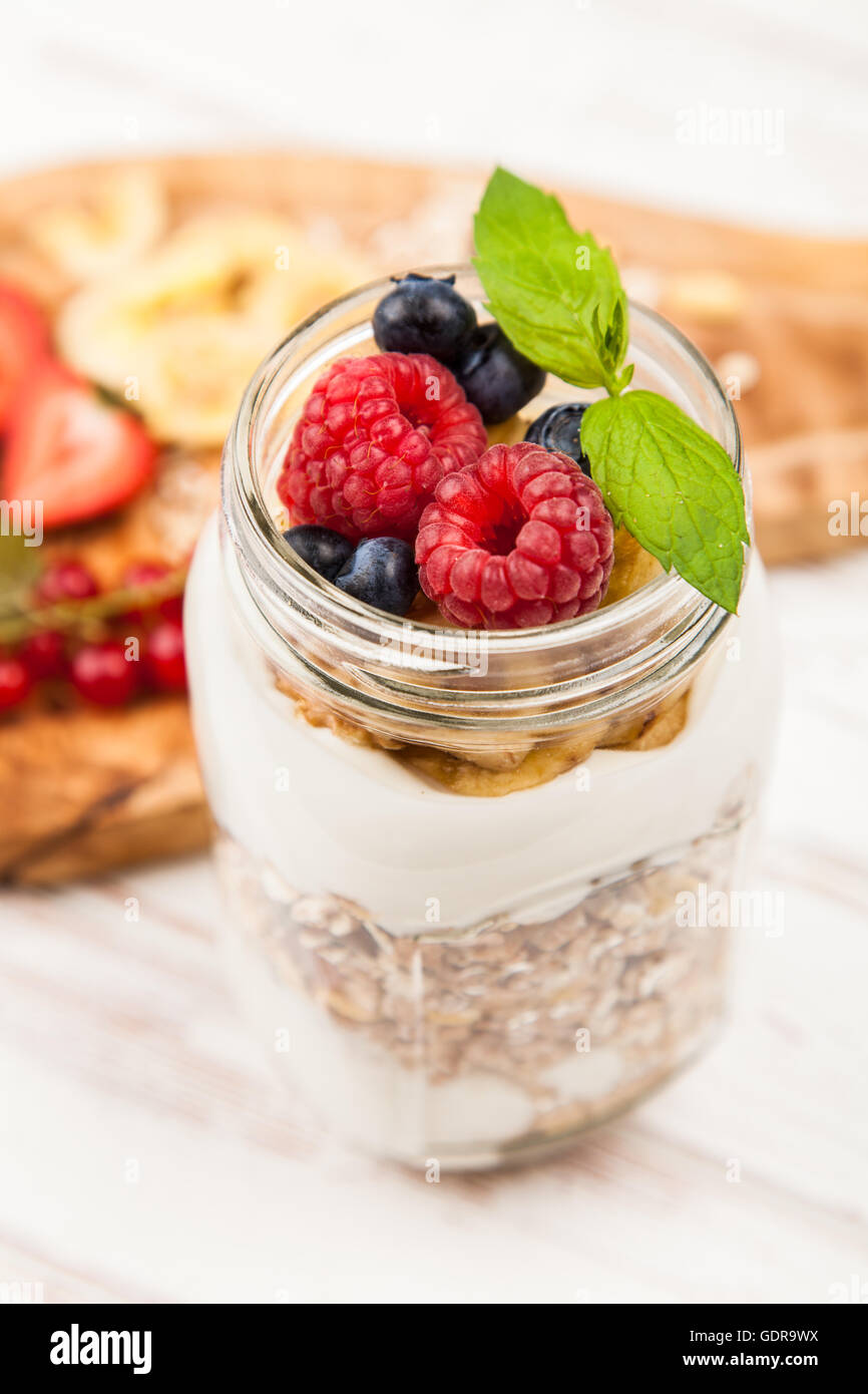 Muesli with berries dessert Stock Photo - Alamy