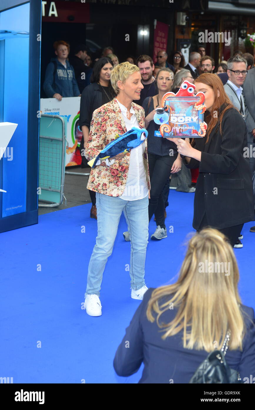 Ellen DeGeneres at the 'Finding Dory' film premiere, London Stock Photo ...