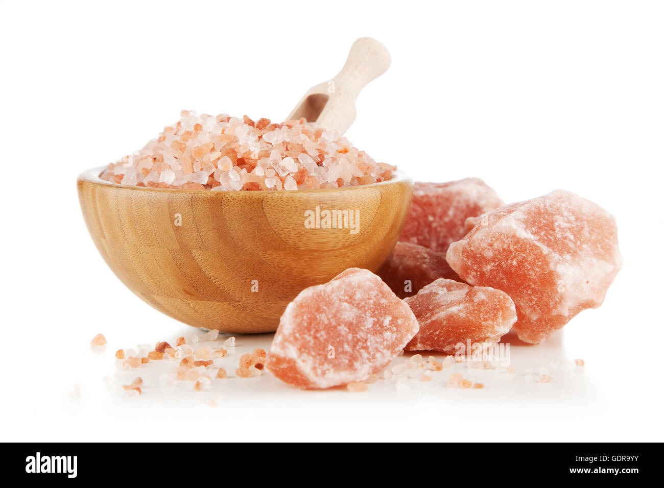 Salt in a bamboo bowl Stock Photo - Alamy