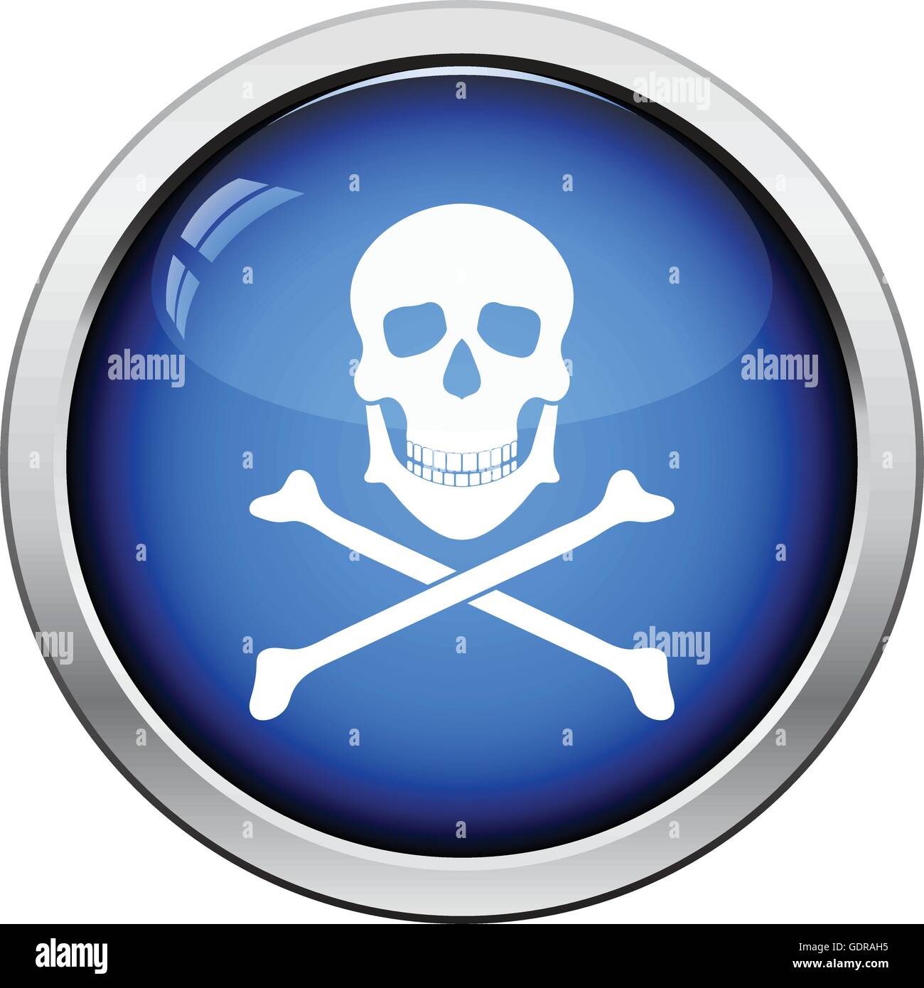 Icon of poison from skill and bones. Glossy button design. Vector ...