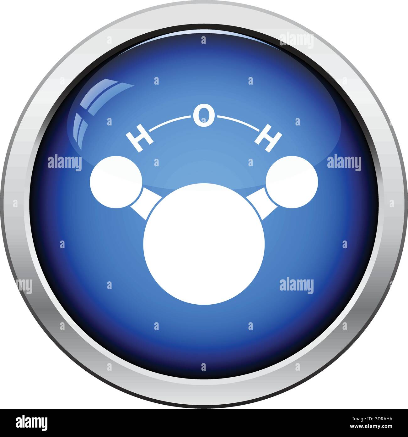 Icon of chemical molecule water. Glossy button design. Vector ...