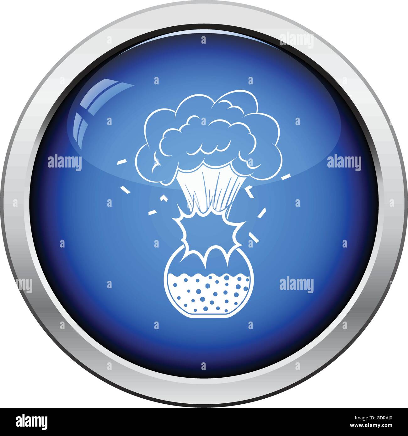 Icon explosion of chemistry flask. Glossy button design. Vector ...