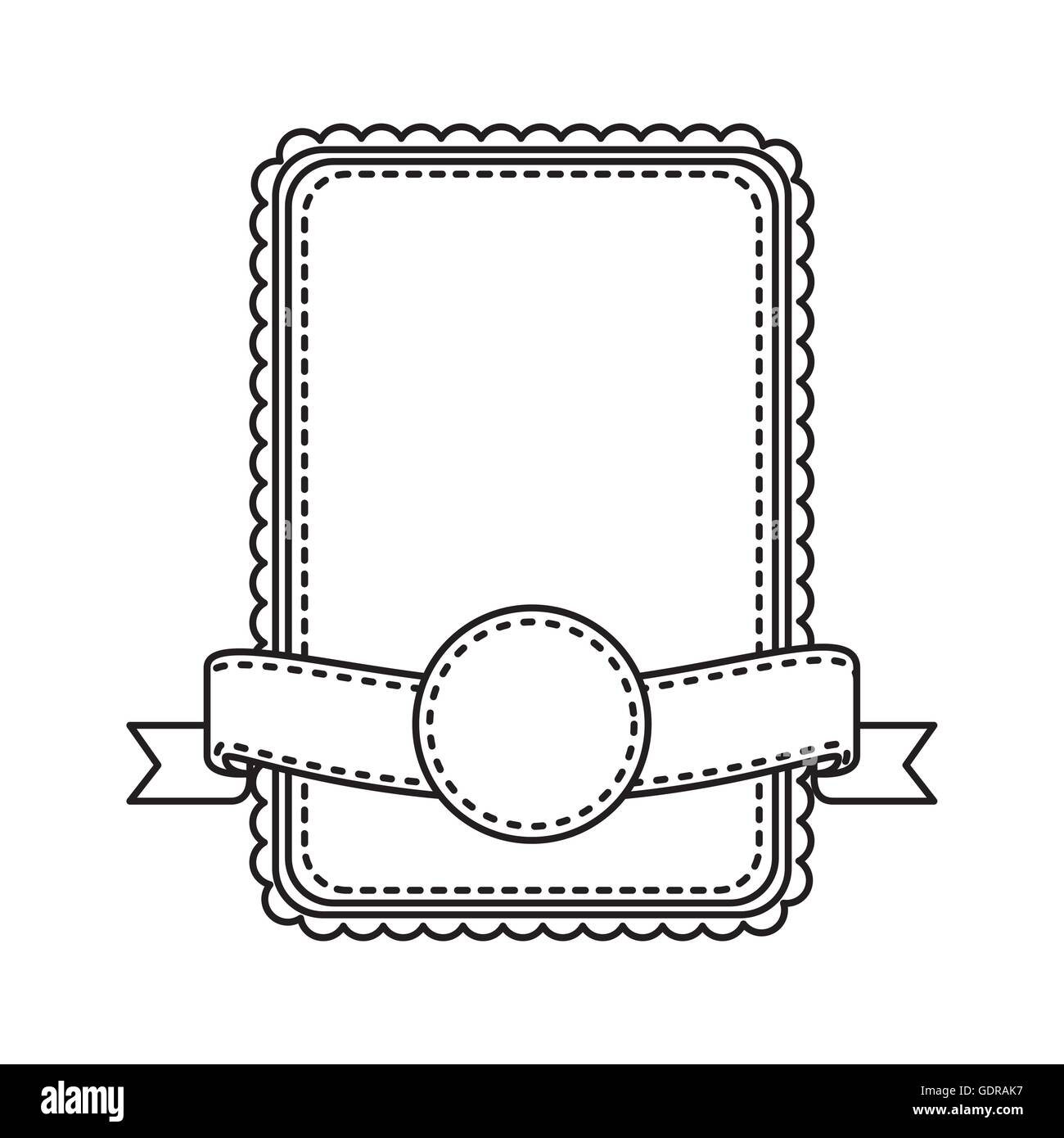 Frame with ribbon icon. Hand draw label design. Vector graphic Stock ...