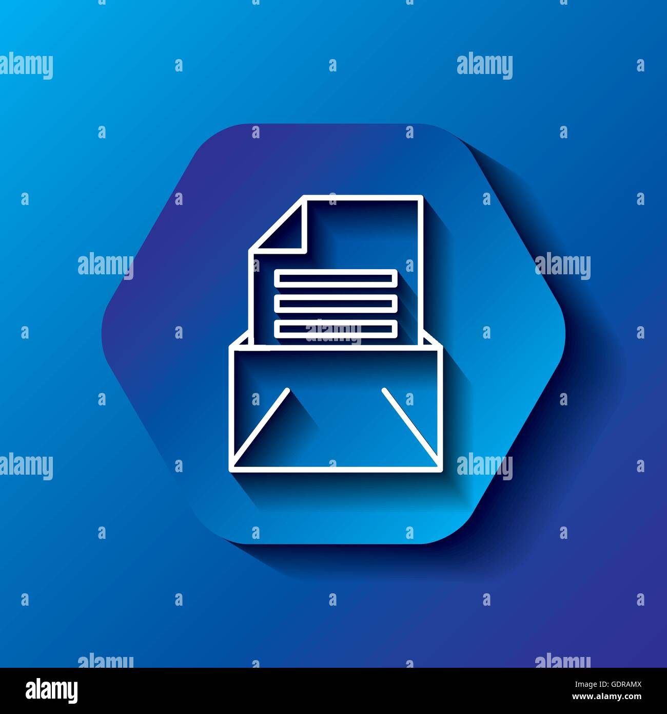 email icon. Communication design over hexagon. Vector graphic Stock ...