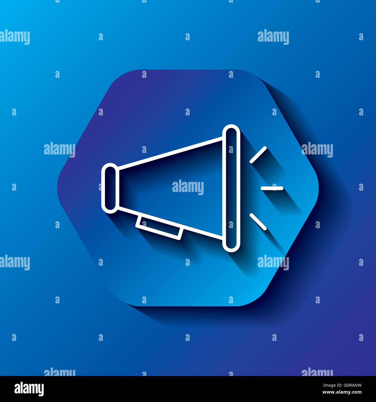 Megaphone icon. Communication design over hexagon. Vector graphi Stock ...