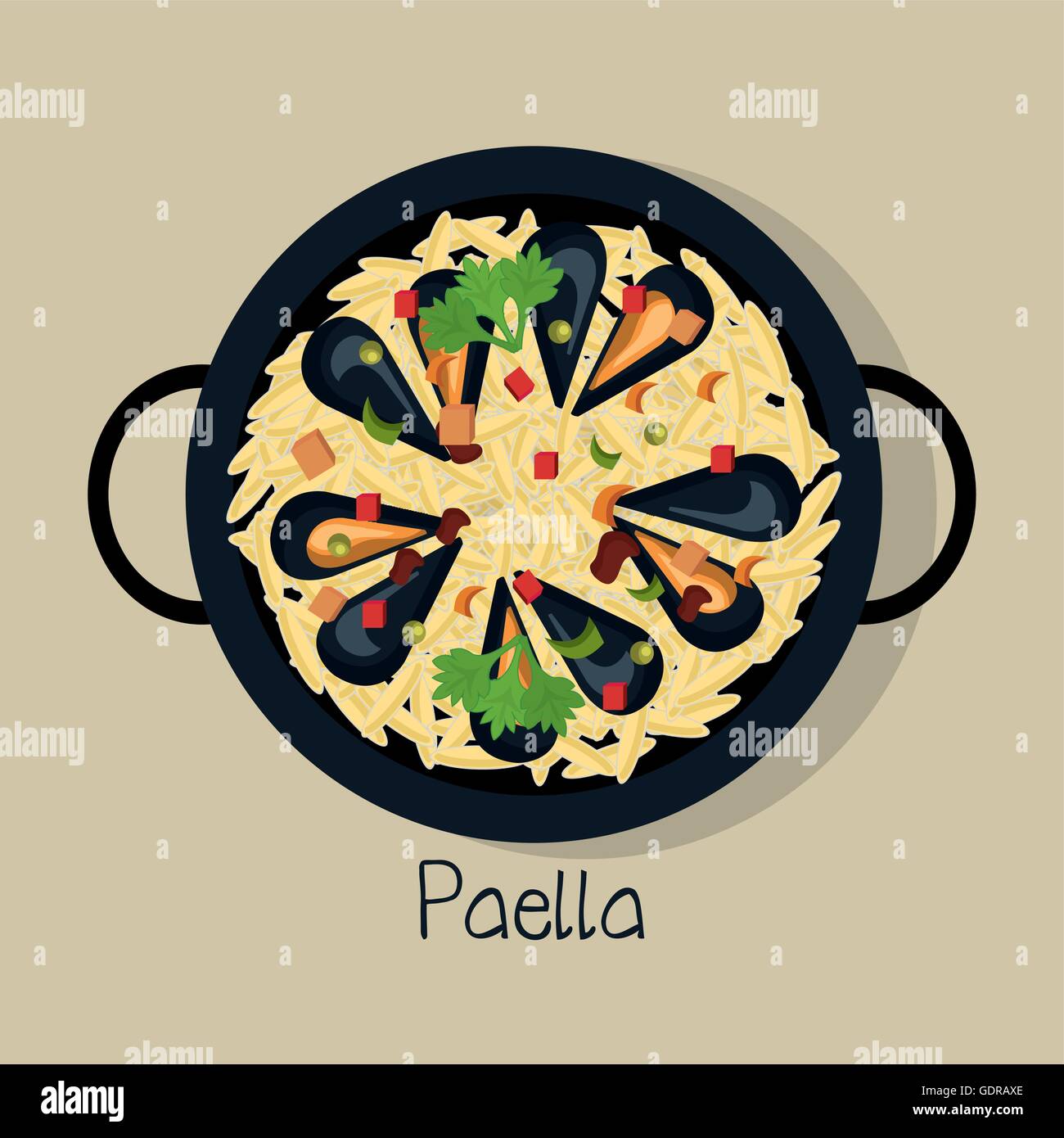 Traditional spanish seafood paella Stock Vector Images - Alamy