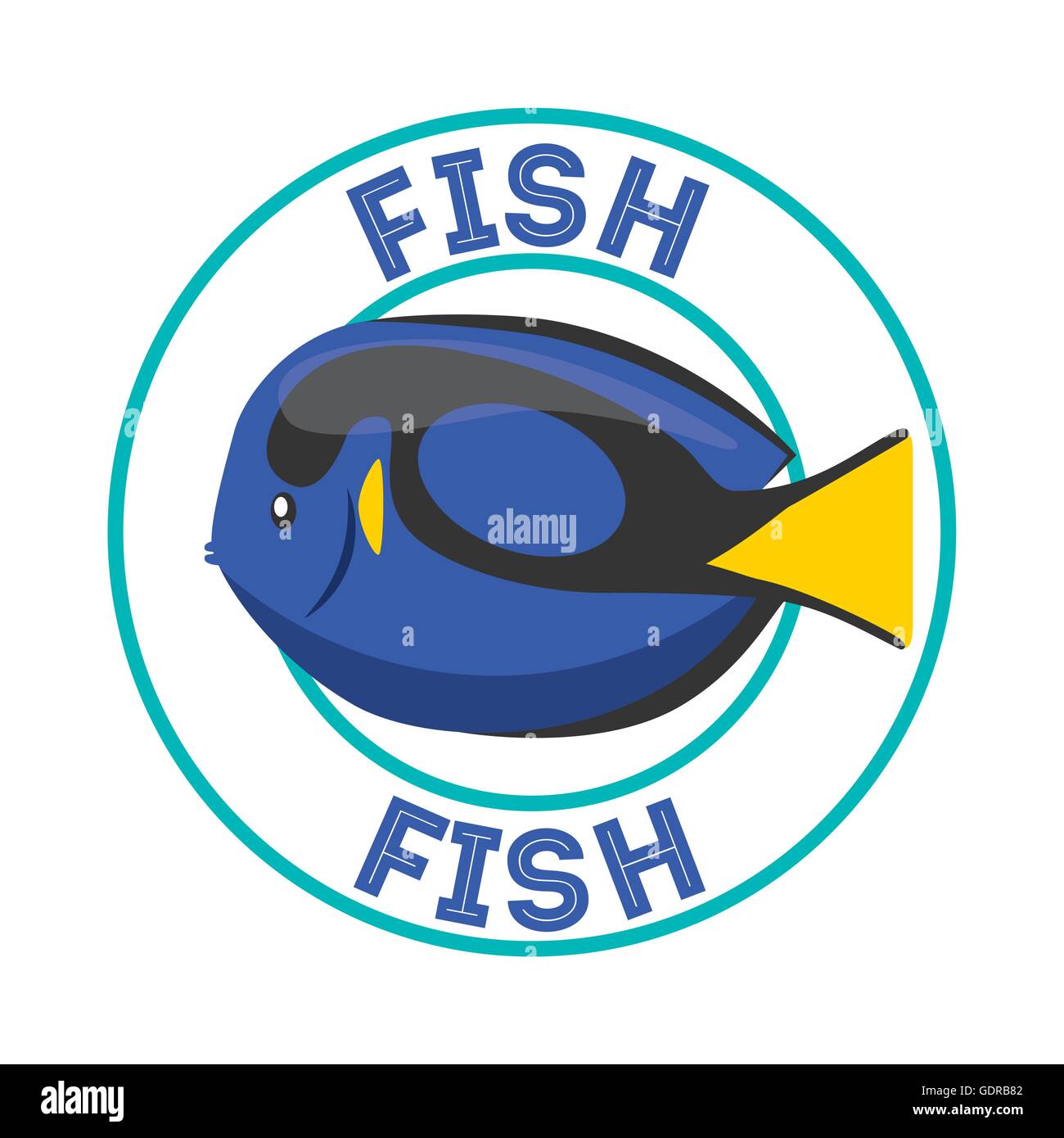 Fish over seal stamp. Sea life design. Vector graphic Stock Vector ...