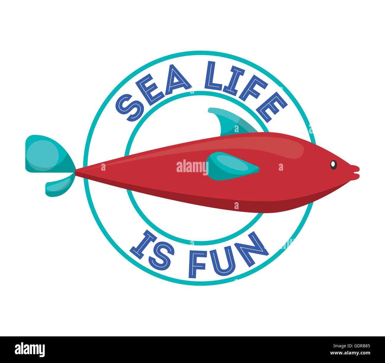Fish over seal stamp. Sea life design. Vector graphic Stock Vector ...
