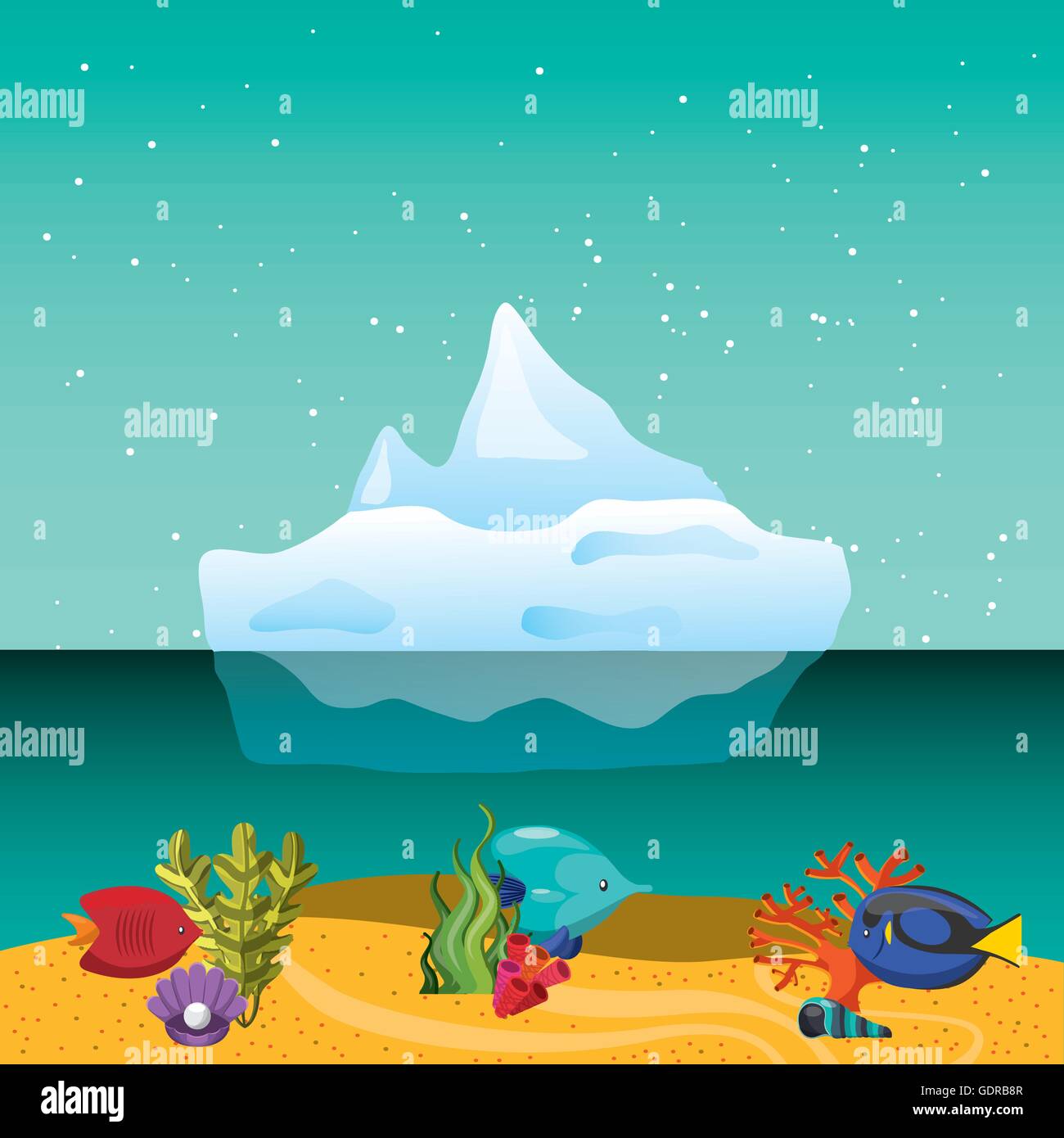 Tropical fish and iceberg icon. Sea life design. Vector graphic Stock ...