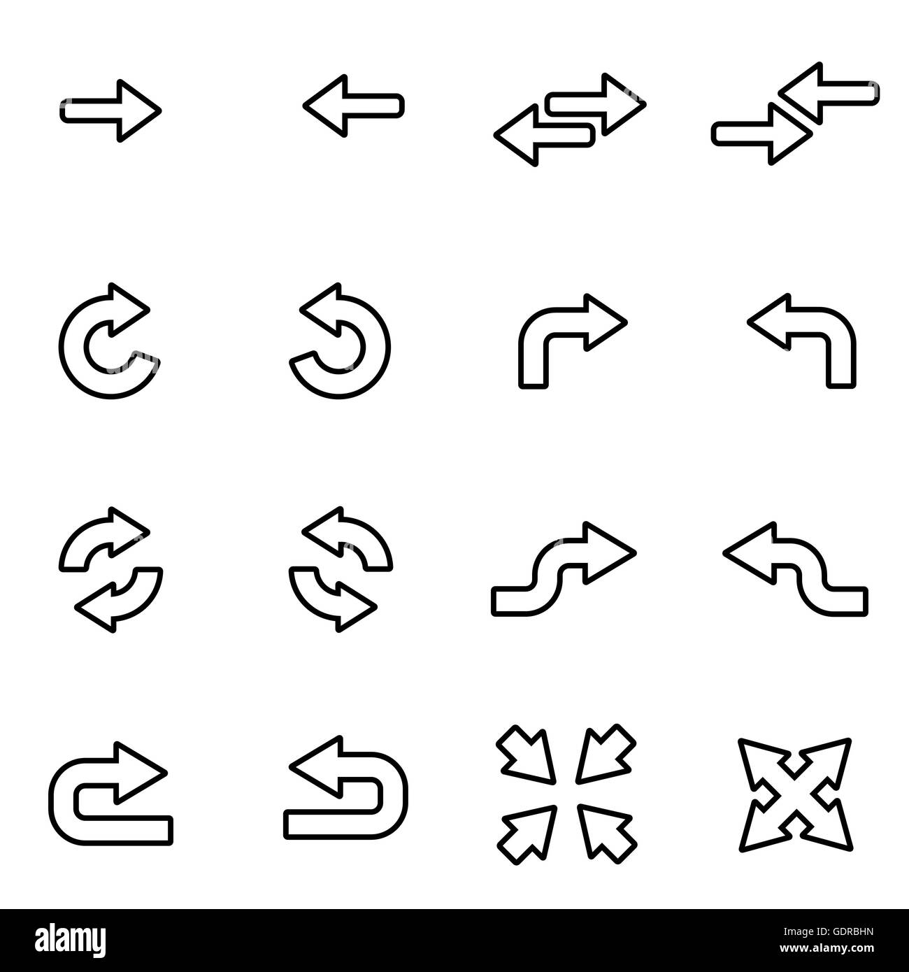 Vector line arrows icon set on white background Stock Vector Image ...