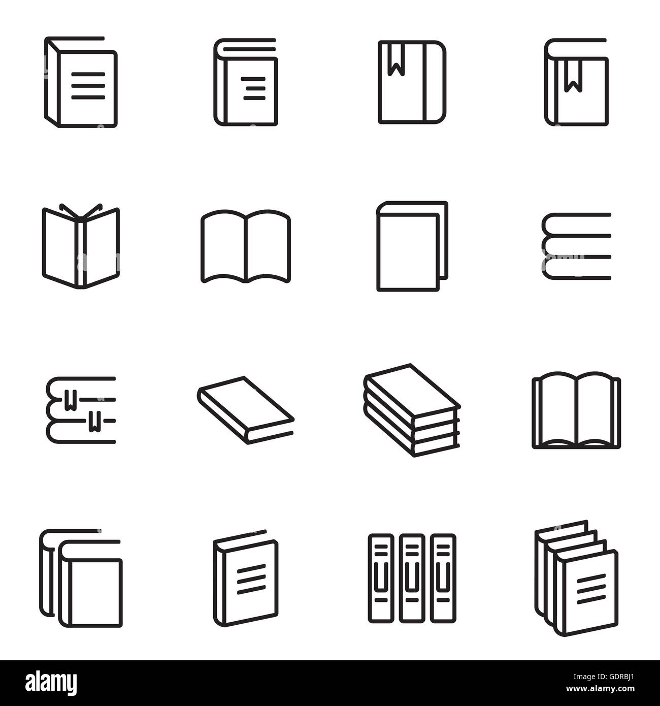 Vector line book icon set on white background Stock Vector Image & Art ...