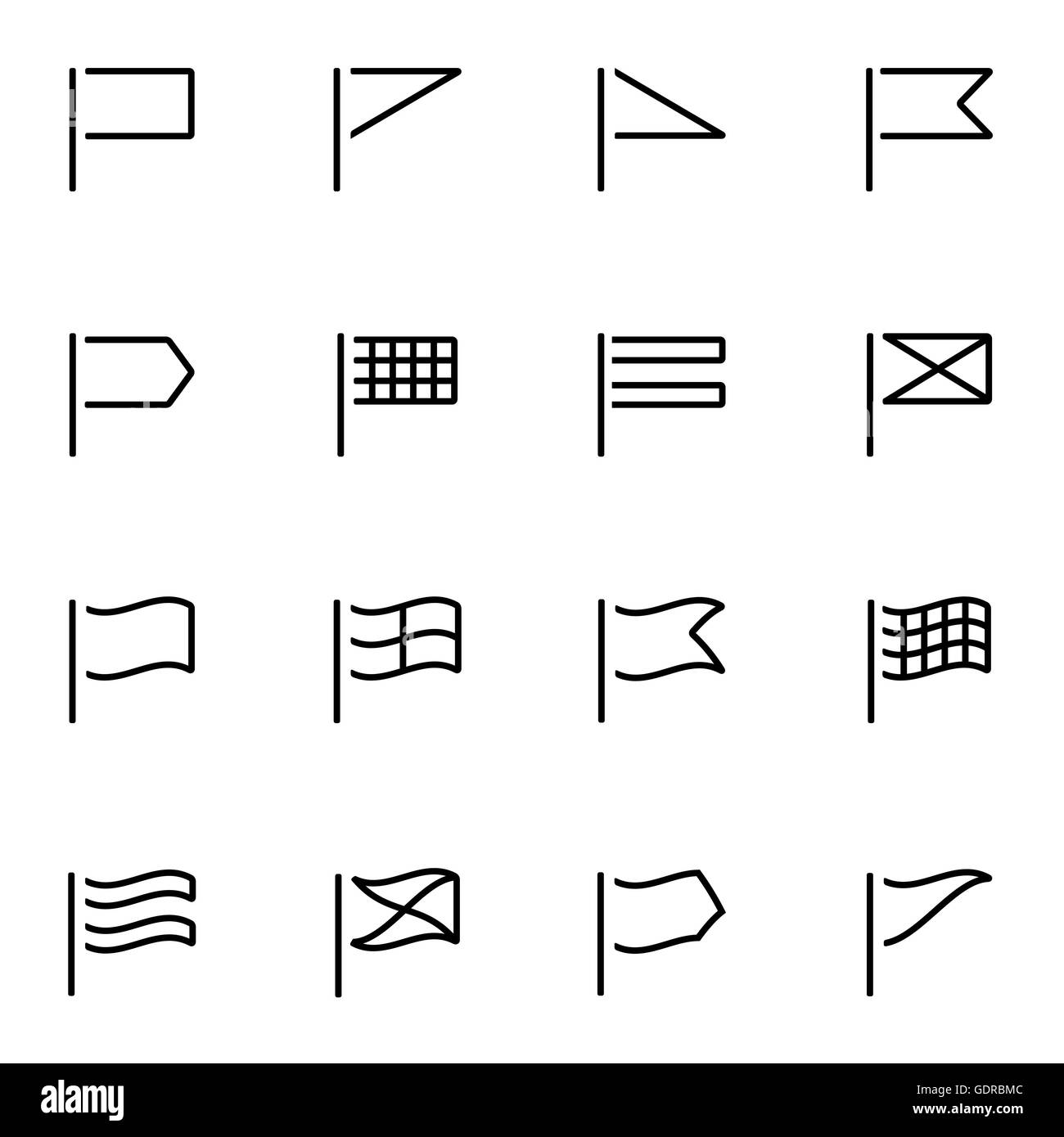Vector line flags icon set on white background Stock Vector Image & Art ...