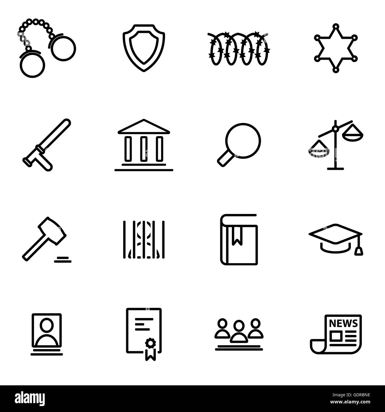 Vector line justice icon set on white background Stock Vector Image ...