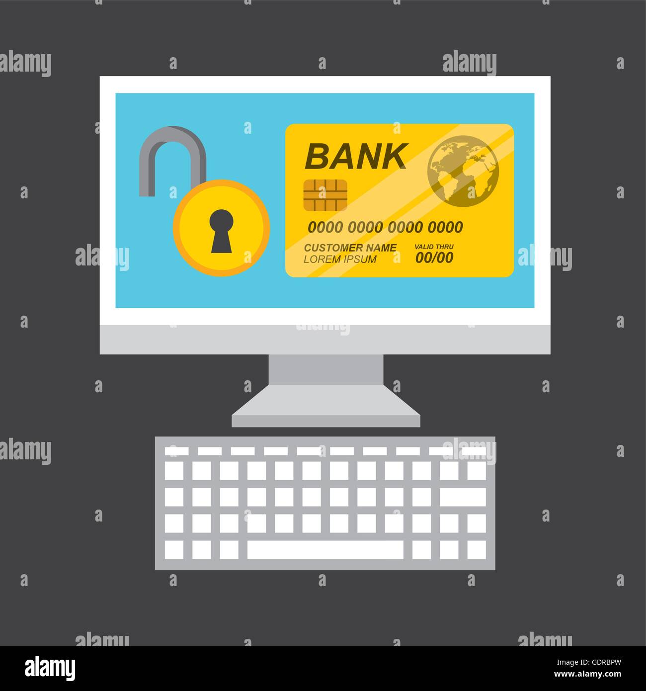 Credit card and computer icon. Bank and Money design. Vector gra Stock ...