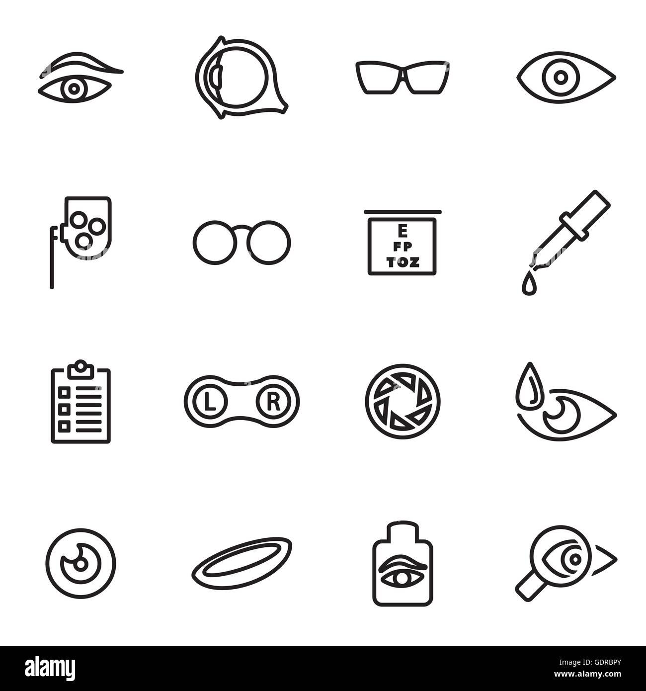 Vector line optometry icon set on white background Stock Vector Image ...