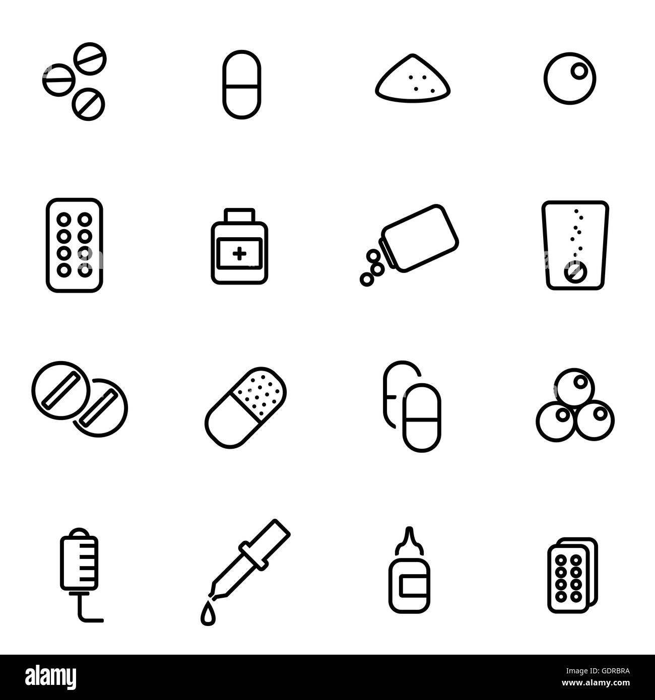 Vector line pills icon set on white background Stock Vector Image & Art ...