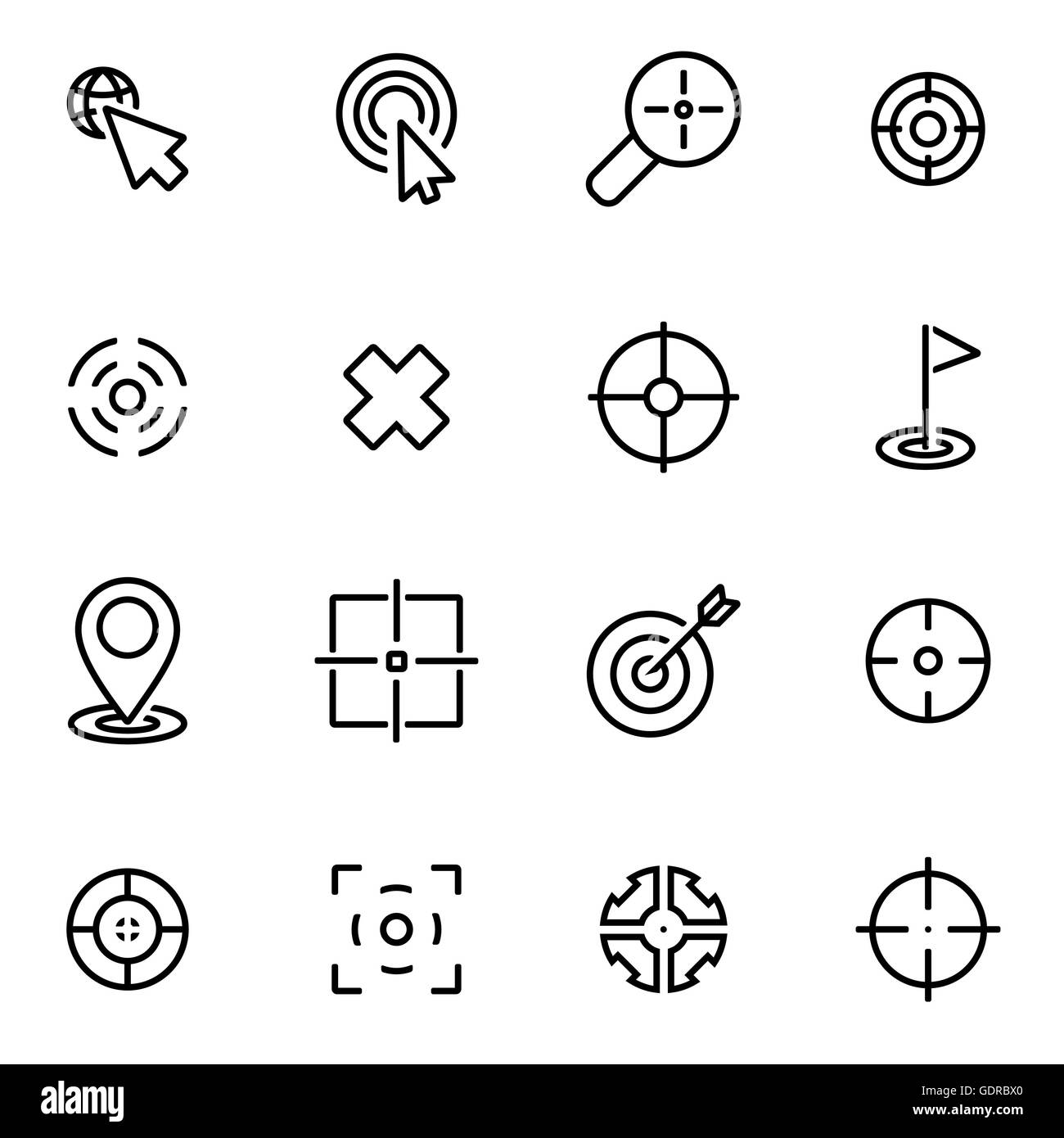 Vector line target icon set on white background Stock Vector Image ...