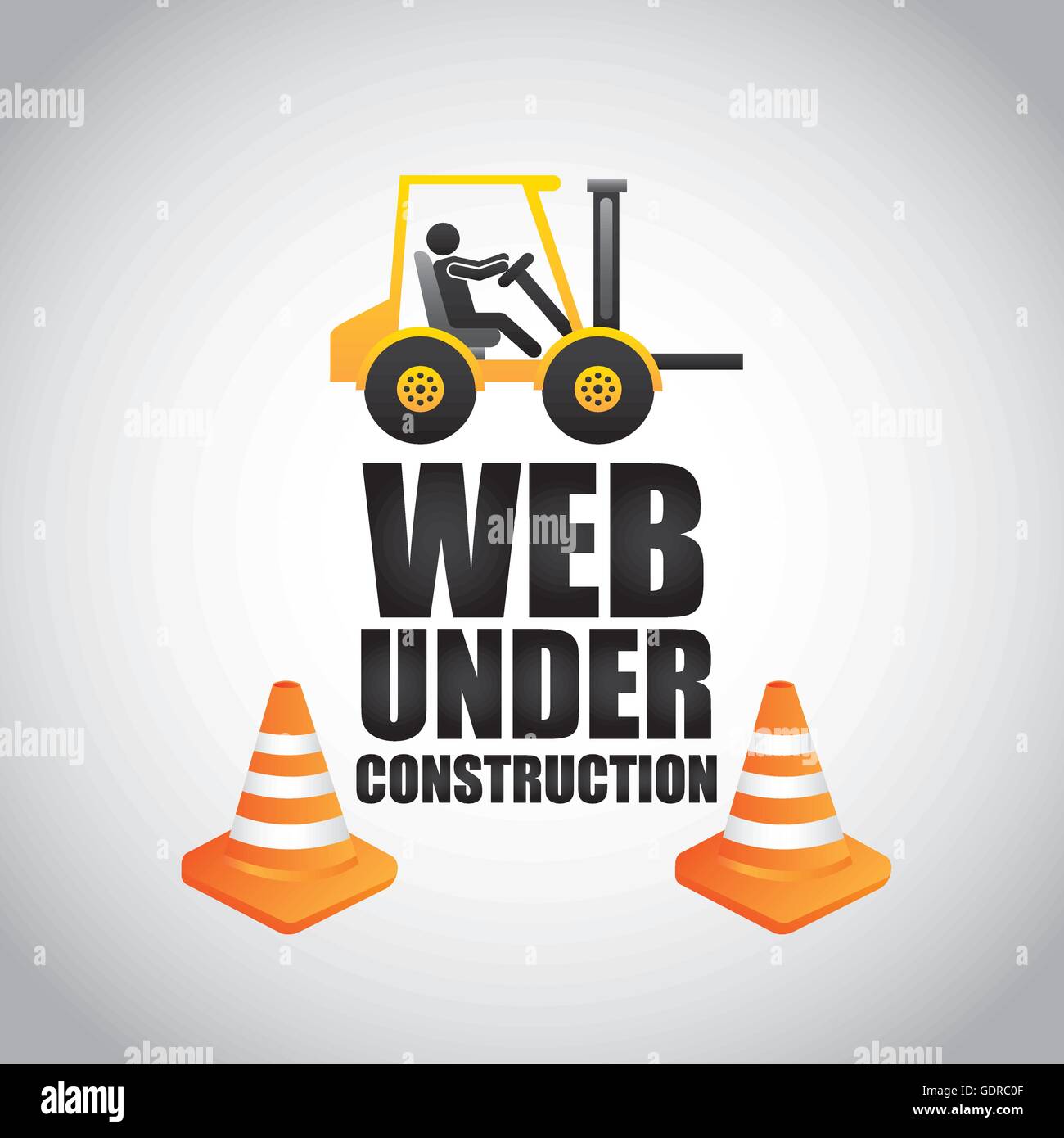 Forklift and cone icon. Work in Progress design. Vector graphic Stock ...