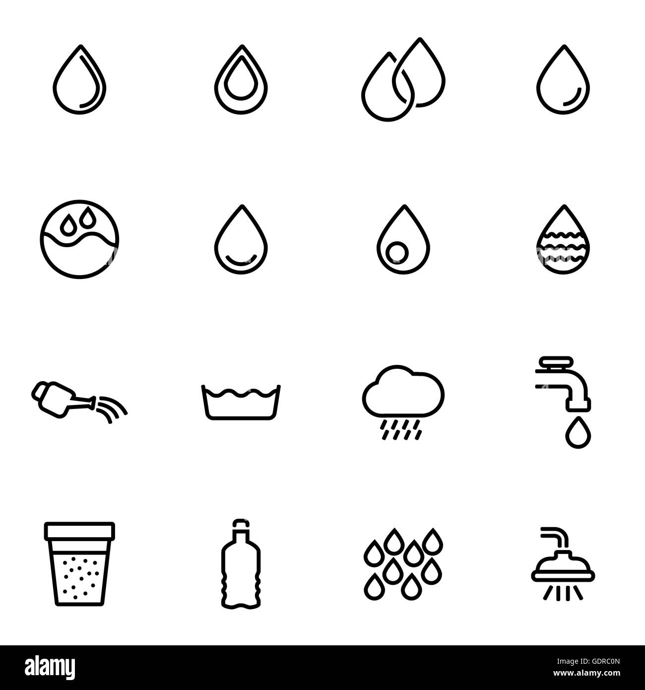Vector line water icon set on white background Stock Vector Image & Art ...