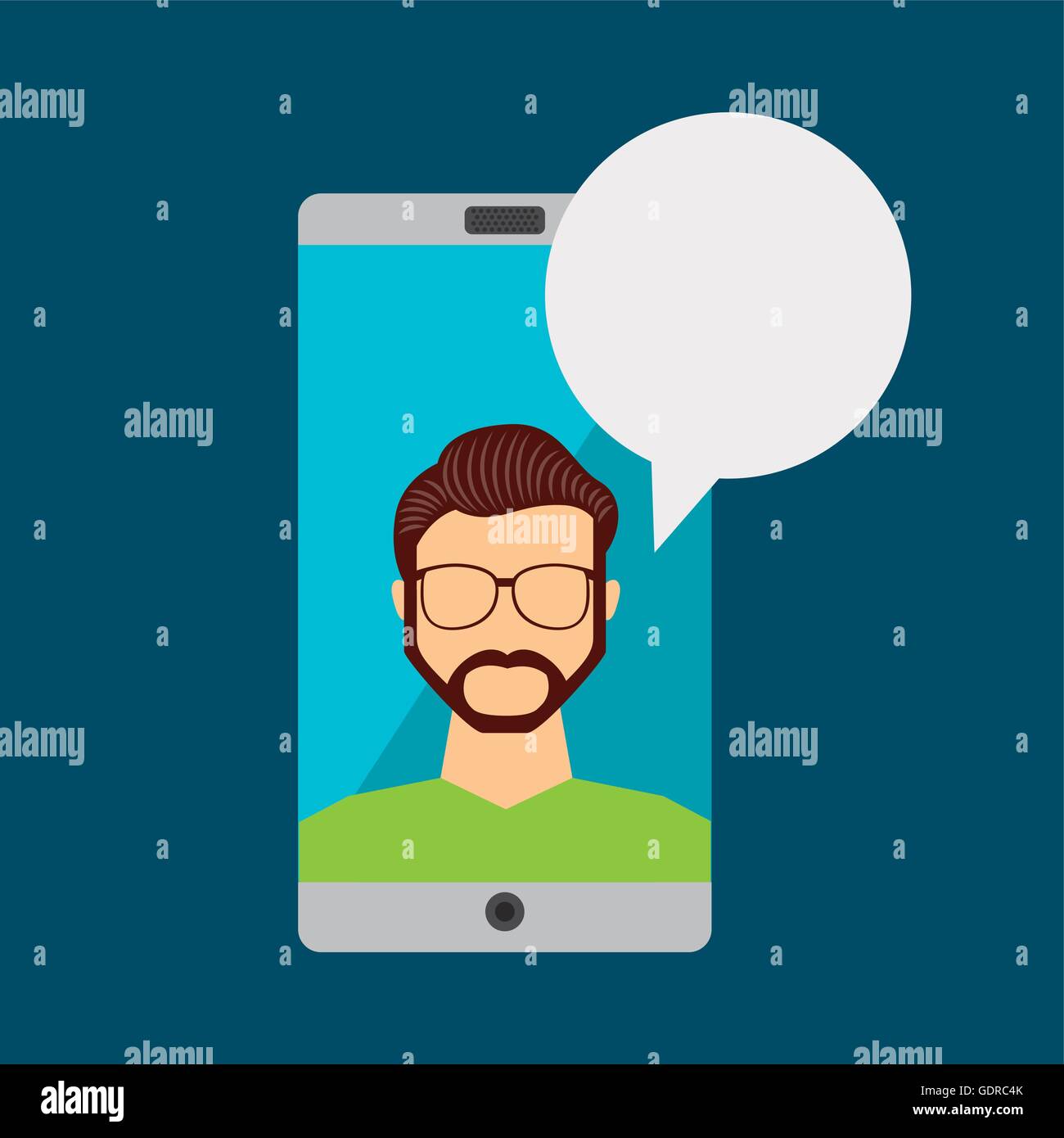 Smartphone and avatar man icon. Social media design. Vector grap Stock ...