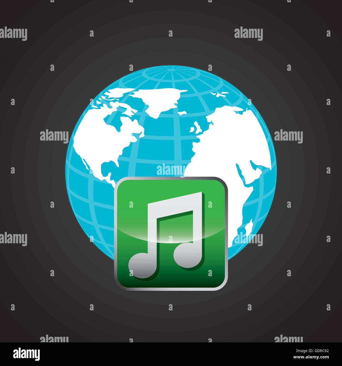 Planet and music note icon. Social media design. Vector graphic Stock ...