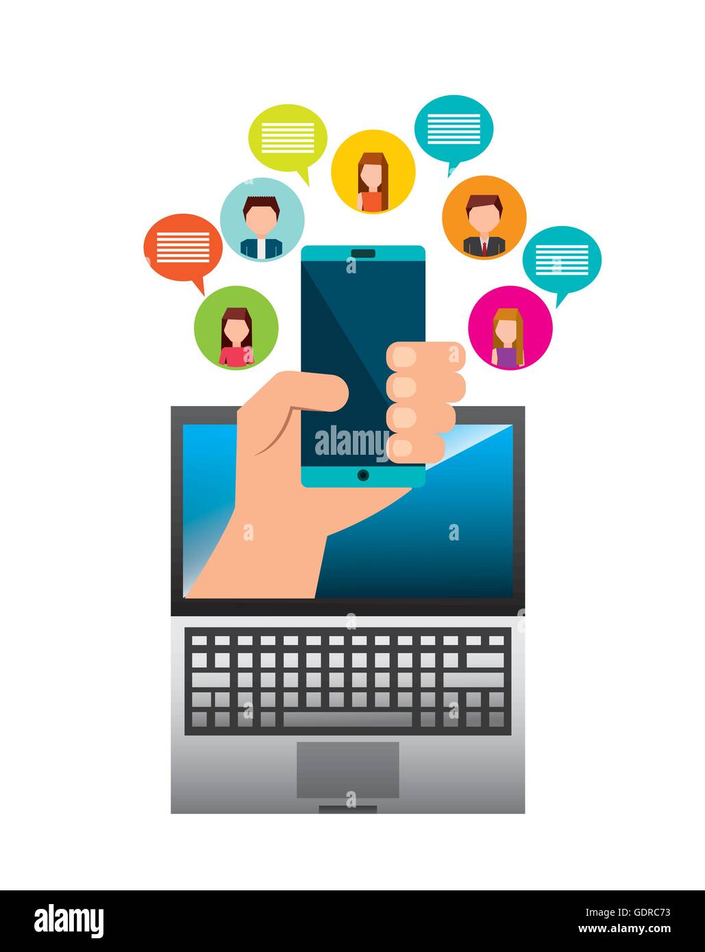 Smartphone and avatar of woman and man icon. Vector graphic Stock ...