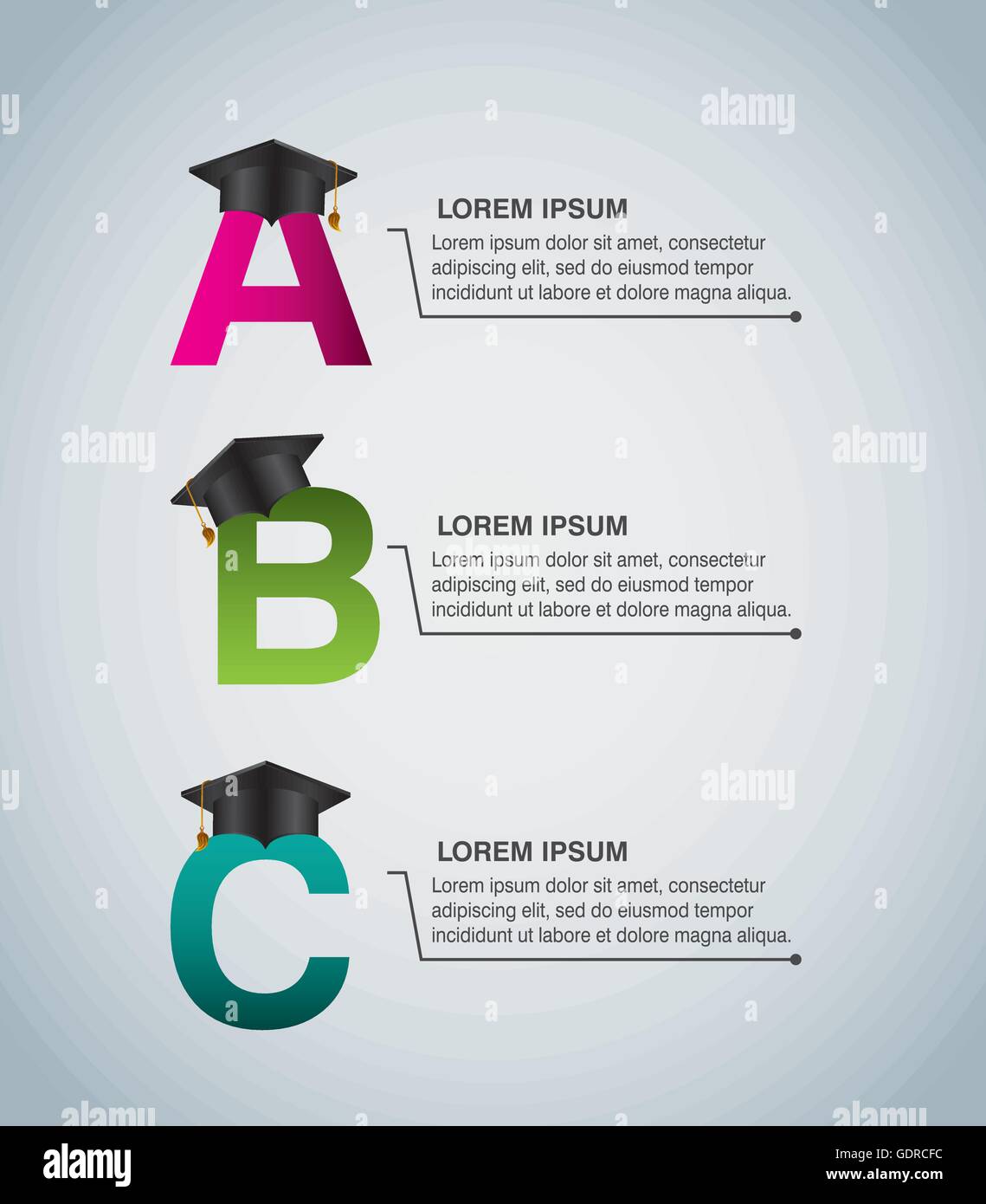Graduation cap and letters icon. Infographic education design. V Stock ...