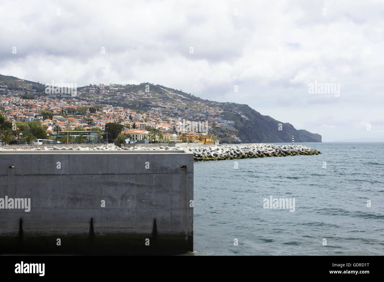 Funchal harbor and breakwater Madeira Stock Photo - Alamy