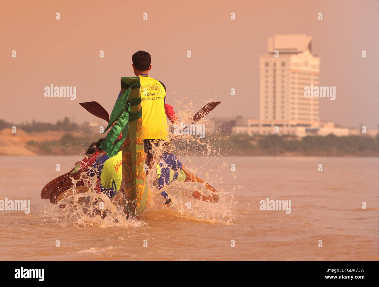 the traditional Dragon Rowing Race on the Mekong River in the city of ...