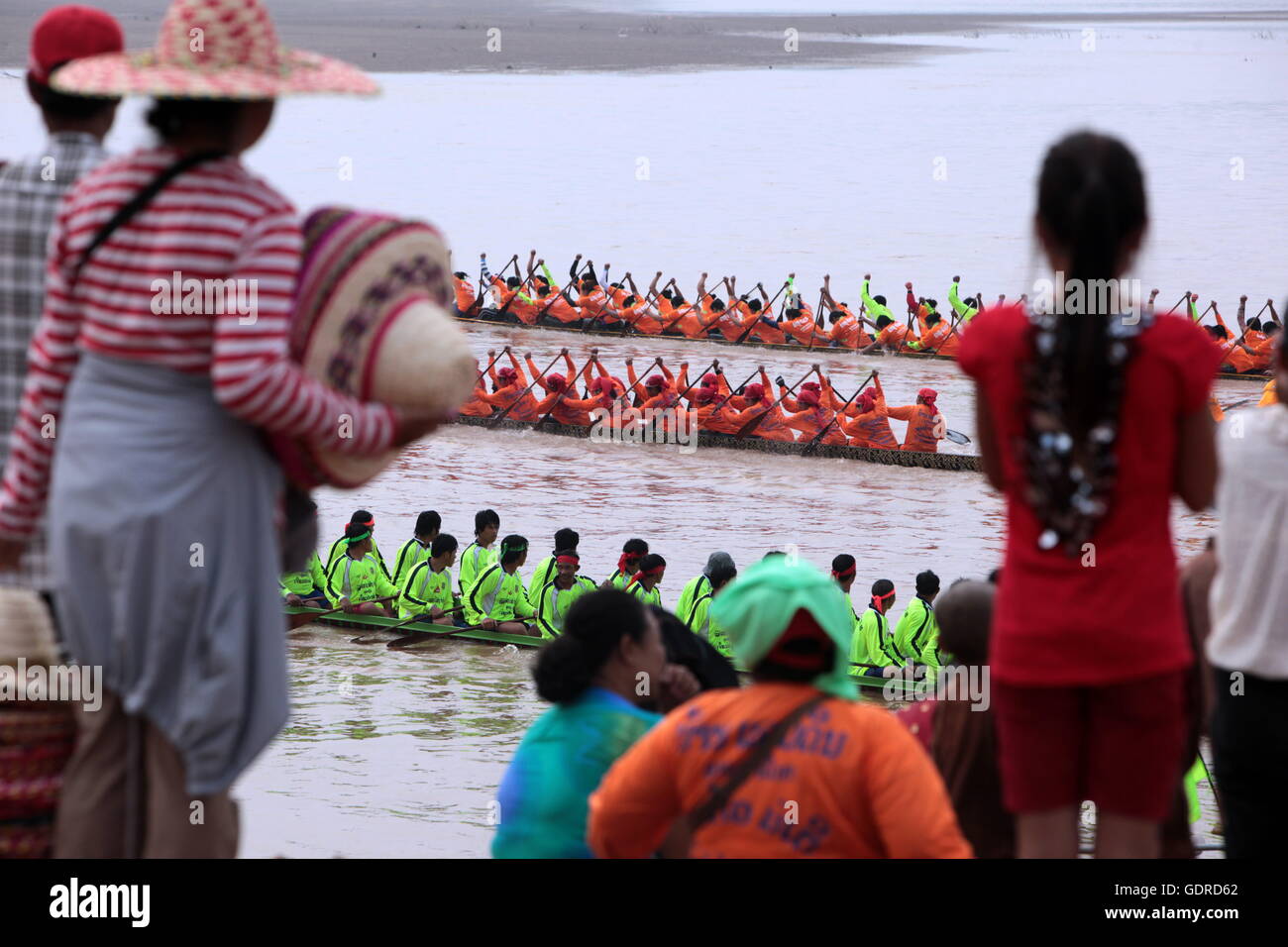 the traditional Dragon Rowing Race on the Mekong River in the city of ...