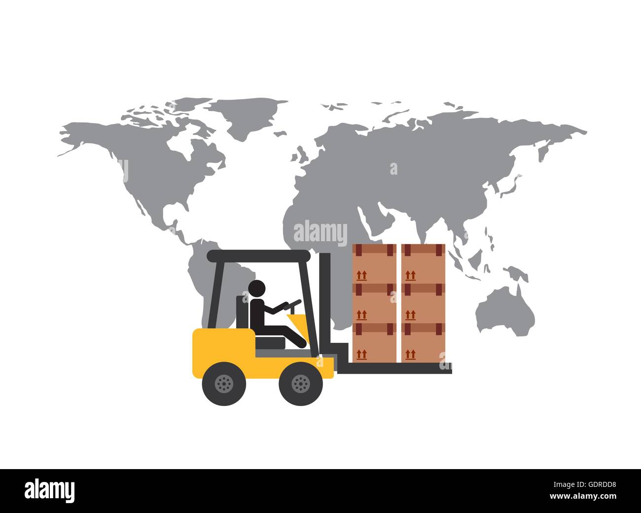 Map and forklift icon. Delivery and Shipping design. Vector grap Stock ...