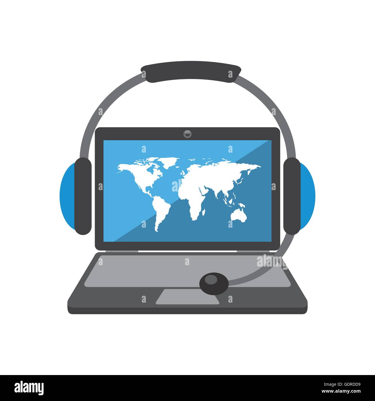 Laptop map headphone icon. Delivery and Shipping design. Vector Stock ...