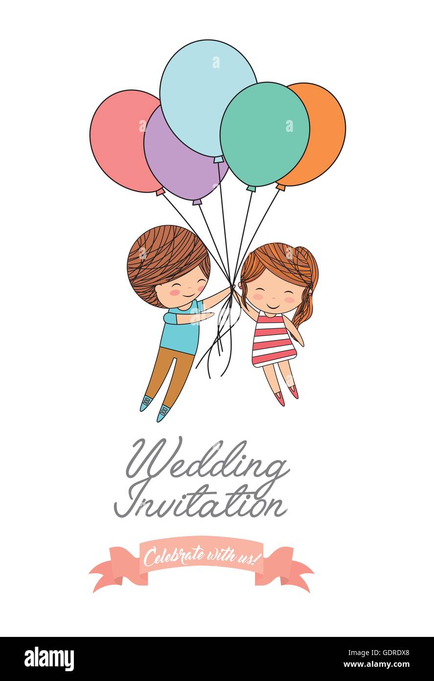 Couple cartoon icon. Invitation and save the date design. Vector Stock ...