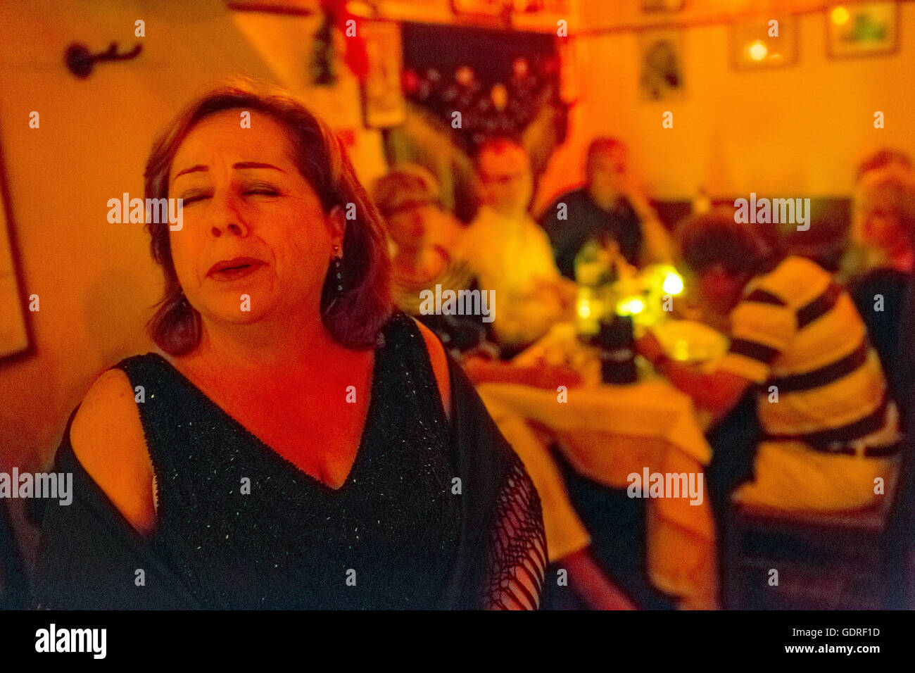 Fado music, Fado bar in the city of Lisbon, singer of fado music ...