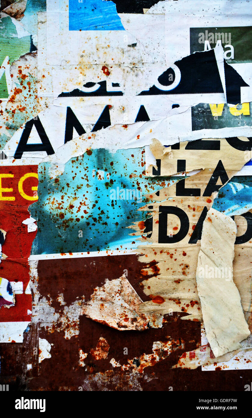 Random background collage paper typography texture on wall Stock Photo ...
