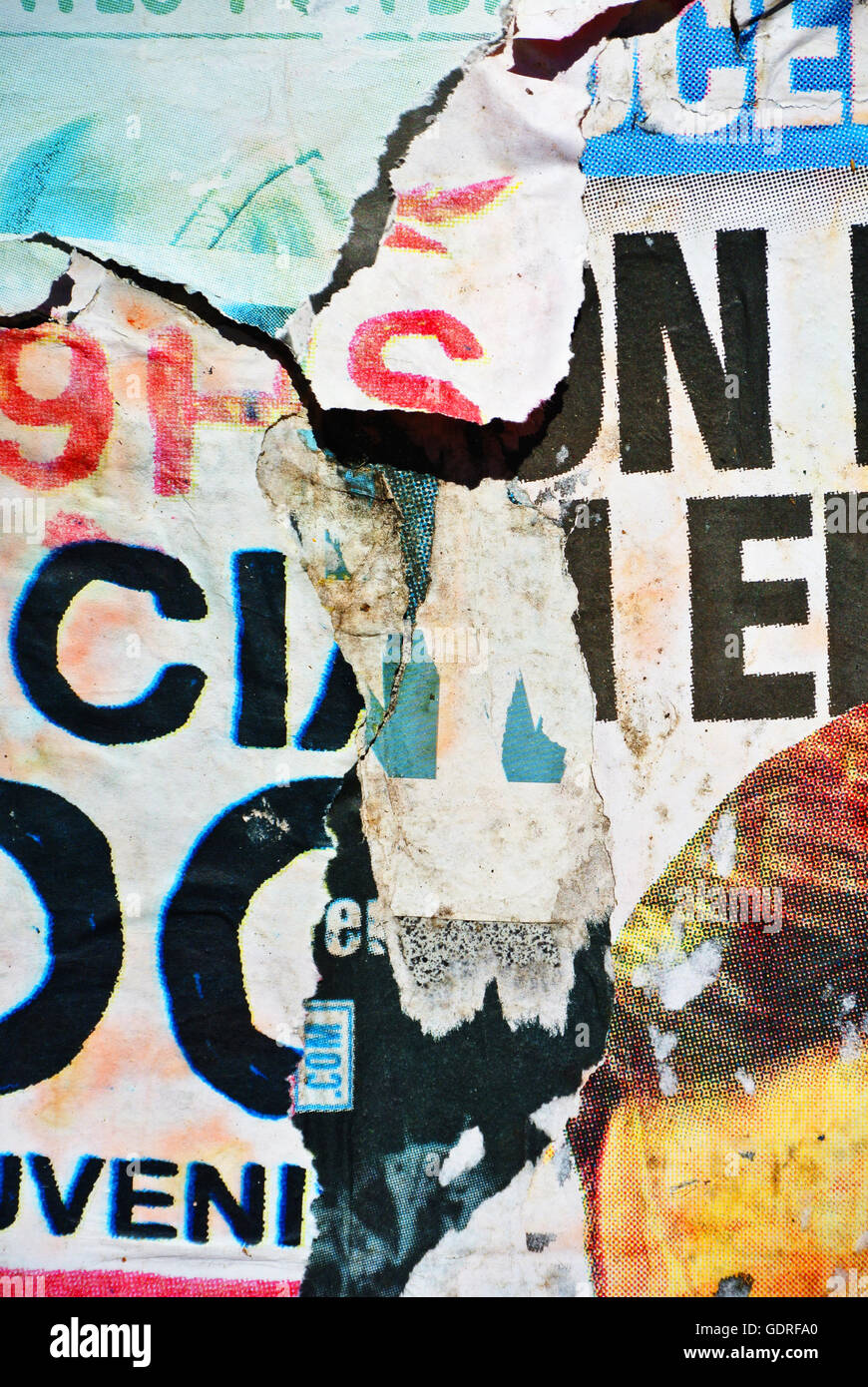 Random background collage paper typography texture on wall Stock Photo ...