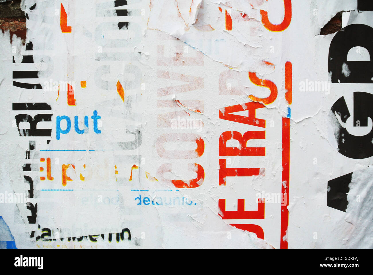 Random background collage paper typography texture on wall Stock Photo ...