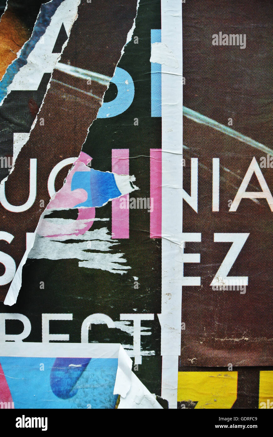 Random background collage paper typography texture on wall Stock Photo ...