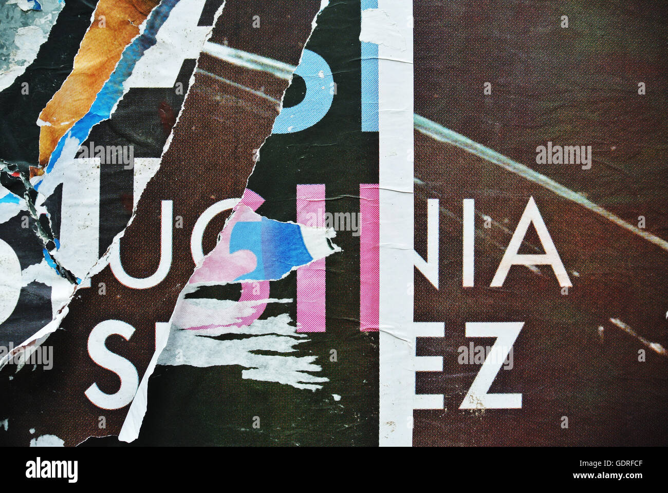 Random background collage paper typography texture on wall Stock Photo ...