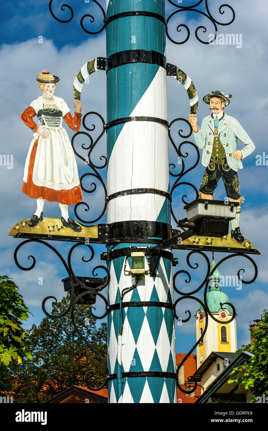 Maypole, detail, Schäfflertanz motif, Parish Church of the Assumption ...