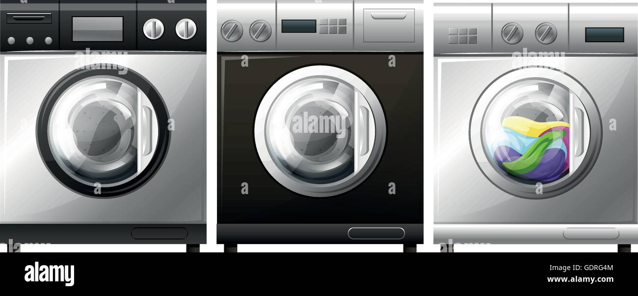 Washing machine with laundry inside illustration Stock Vector Image ...