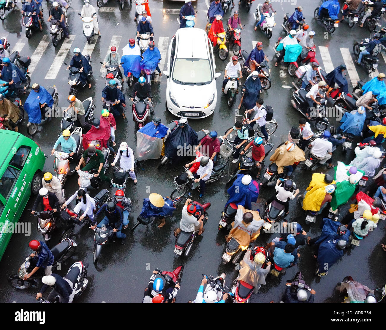 colorful scene of Asia city in rush hour after rain evening Stock Photo ...
