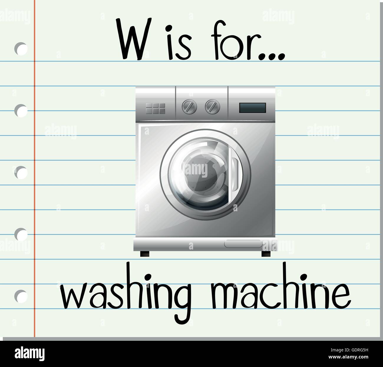 Flashcard letter W is for washing machine illustration Stock Vector ...