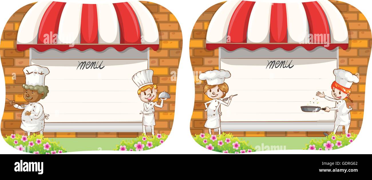 Paper design with chef and menu illustration Stock Vector Image & Art ...