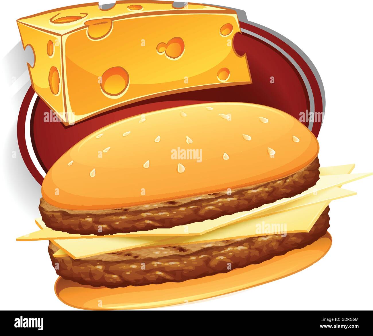Hamburger with meat and cheese illustration Stock Vector Image & Art ...