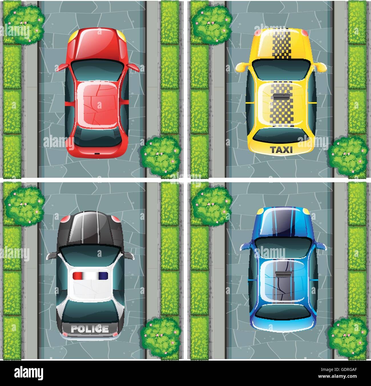 Cars street parked Stock Vector Images - Alamy