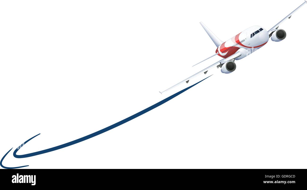 Airplane flying up on white background illustration Stock Vector Image ...
