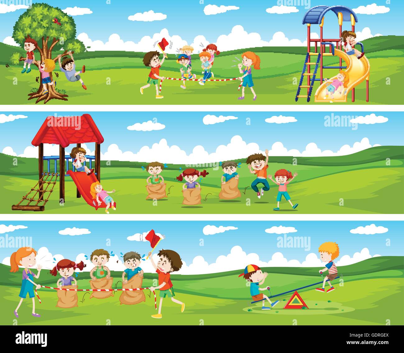 Children Playing In The Park Sketches