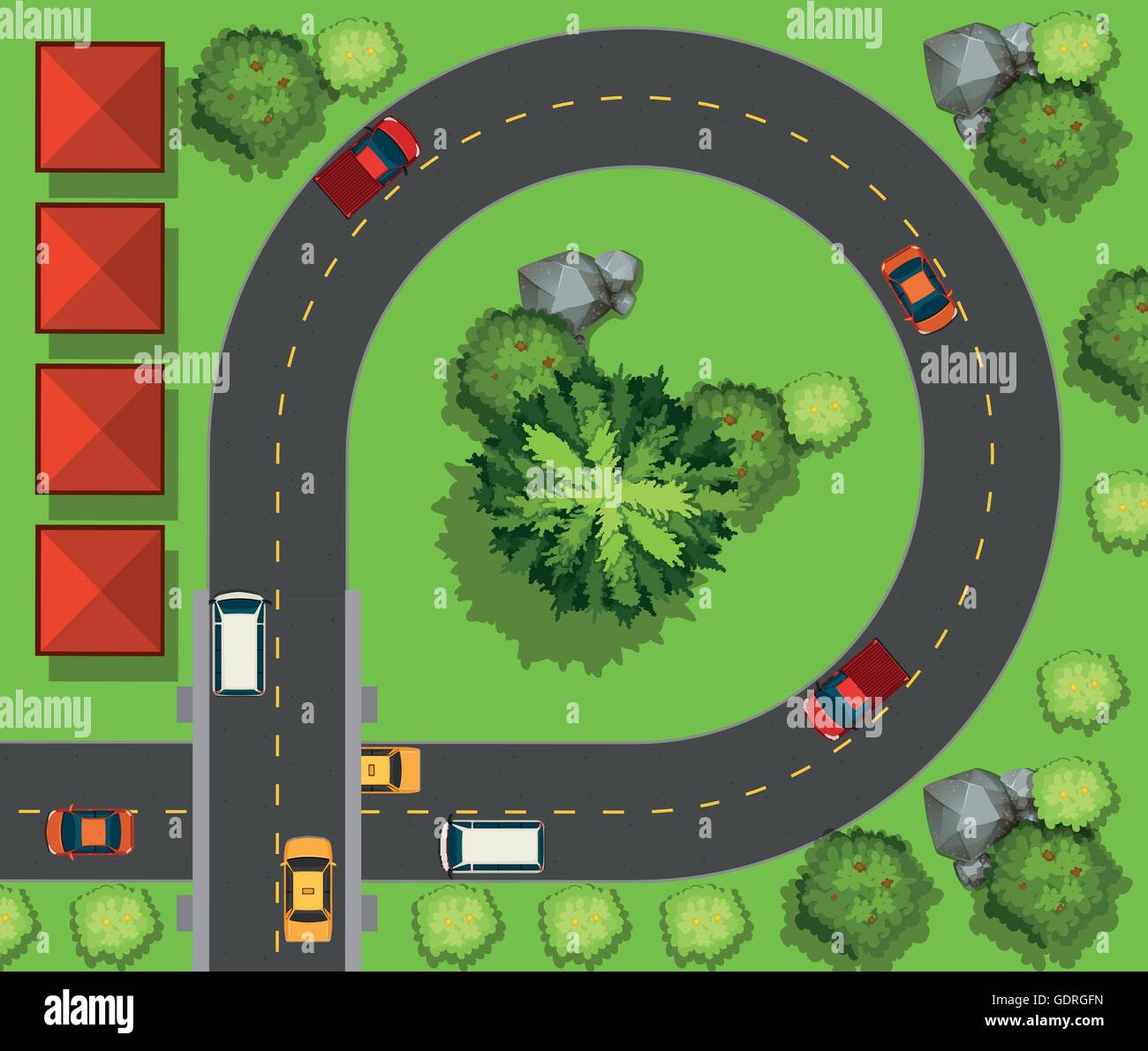 Cars driving around the circle illustration Stock Vector Image & Art ...