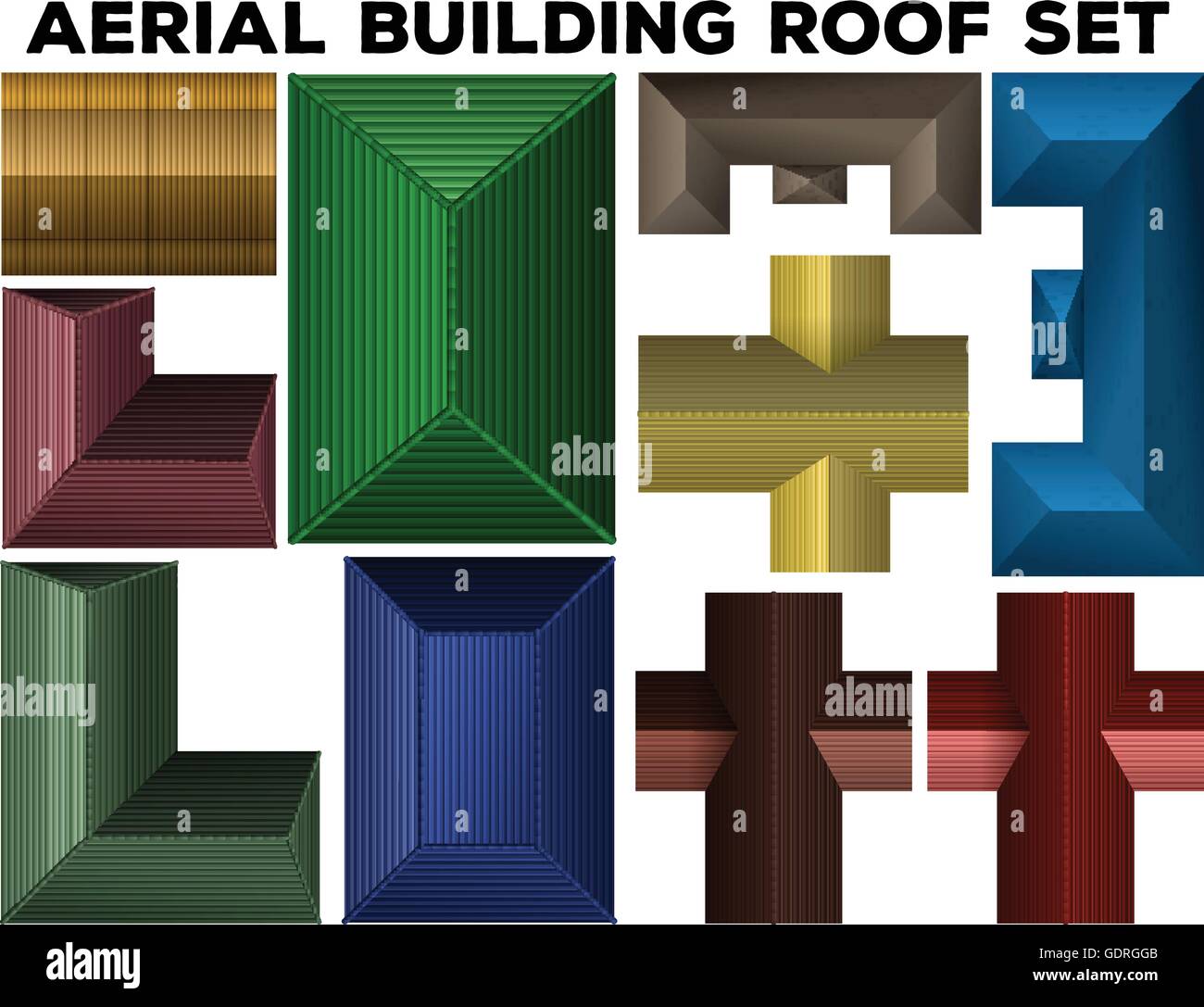 Aerial building roof set illustration Stock Vector Image & Art - Alamy